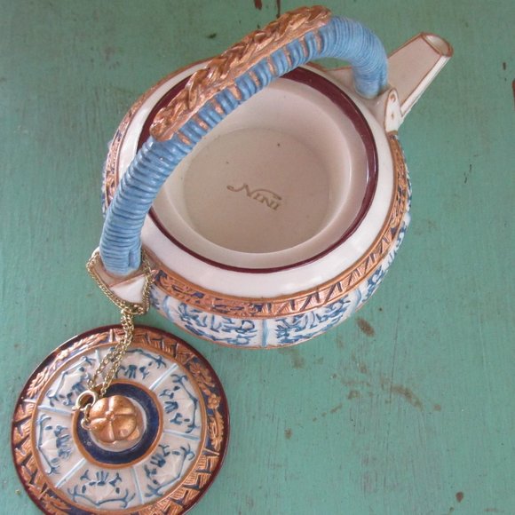 NIni | Accents | Vintage Nini Decorative Miniature Teapot Blue White ...